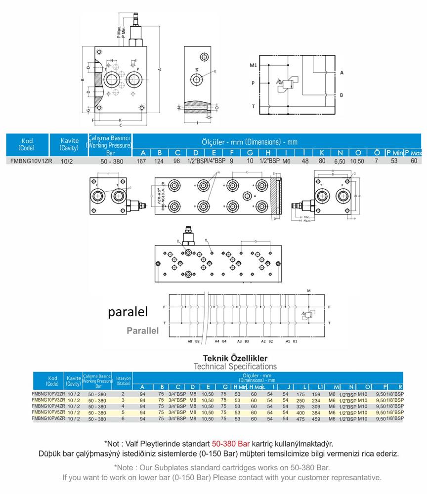FMBNG10 SERİSİ HİDROLİK NG10 VALF PLEYTLERİ | FMS Hidrolik ve Pnömatik